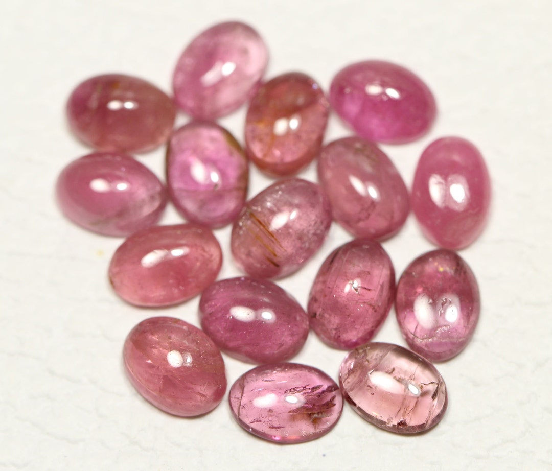 5 Pieces Lot Pink Tourmaline Cabochons 4.6x6.5mm - 5x6.5mm Oval Shape ...
