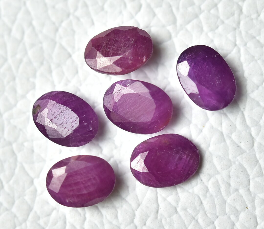 6 Pieces Ruby Faceted Loose Gemstone Lot Oval Shape 5.2x7mm to 5.5x7 ...