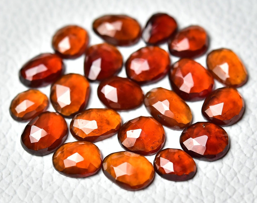 Buy 5 Pieces Natural Hessonite Garnet Faceted Loose Gemstones Lot 6x7mm ...