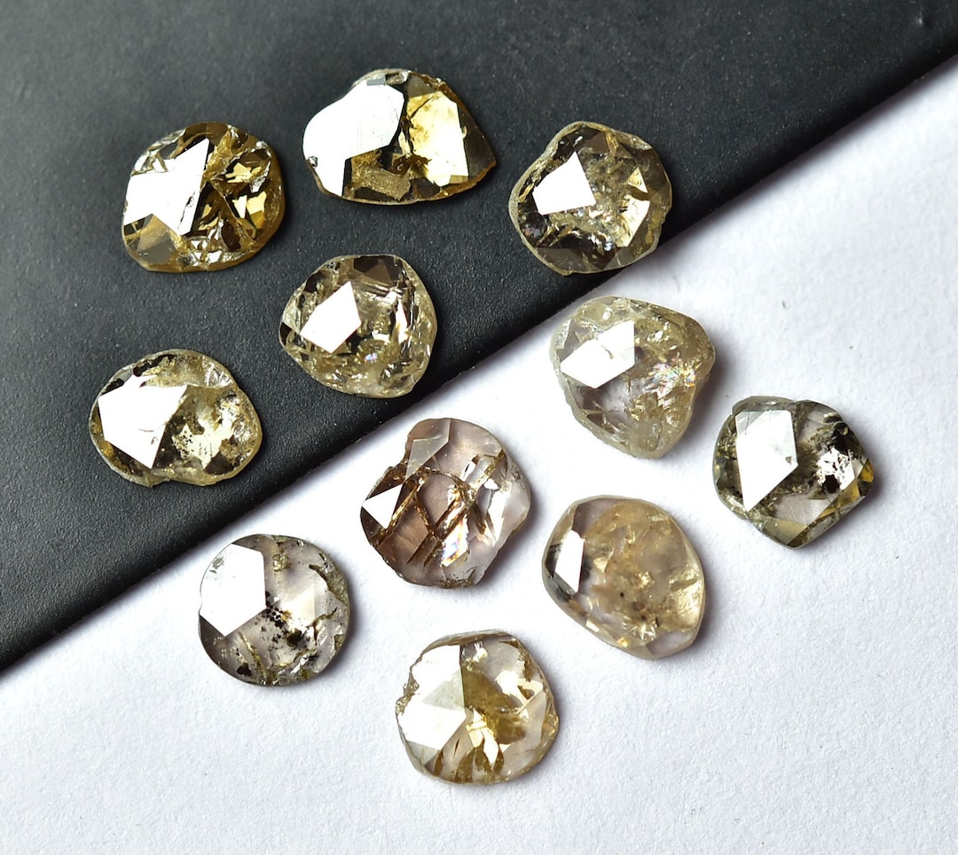 2 Pieces Natural Rose Cut Diamond Slice 3x4mm to 4x4.5mm Loose Brown ...