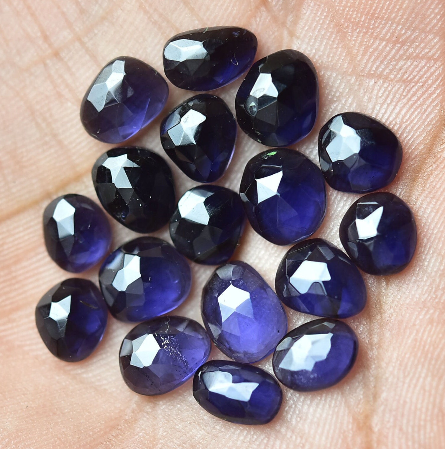 3 Pieces Natural Iolite Rose Cut Gemstones Lot 8x10.5mm - 9x11.5mm Odd ...