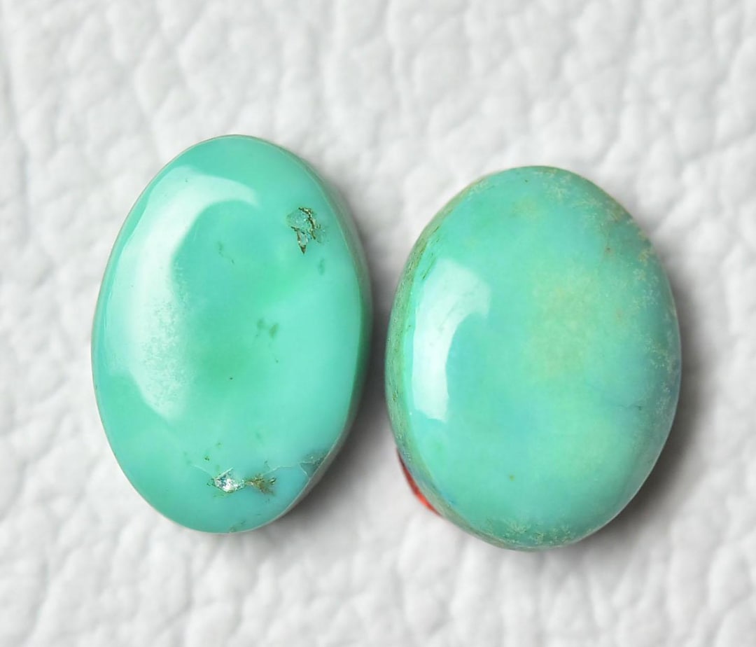 2 Pieces Natural Arizona Turquoise Cabochons 10.5x15mm - 11x14mm Oval ...