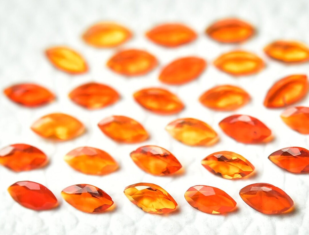 5 Pieces Natural Mexican Fire Opal Gemstones Lot 2x3.8mm - 2.6x5.2mm ...