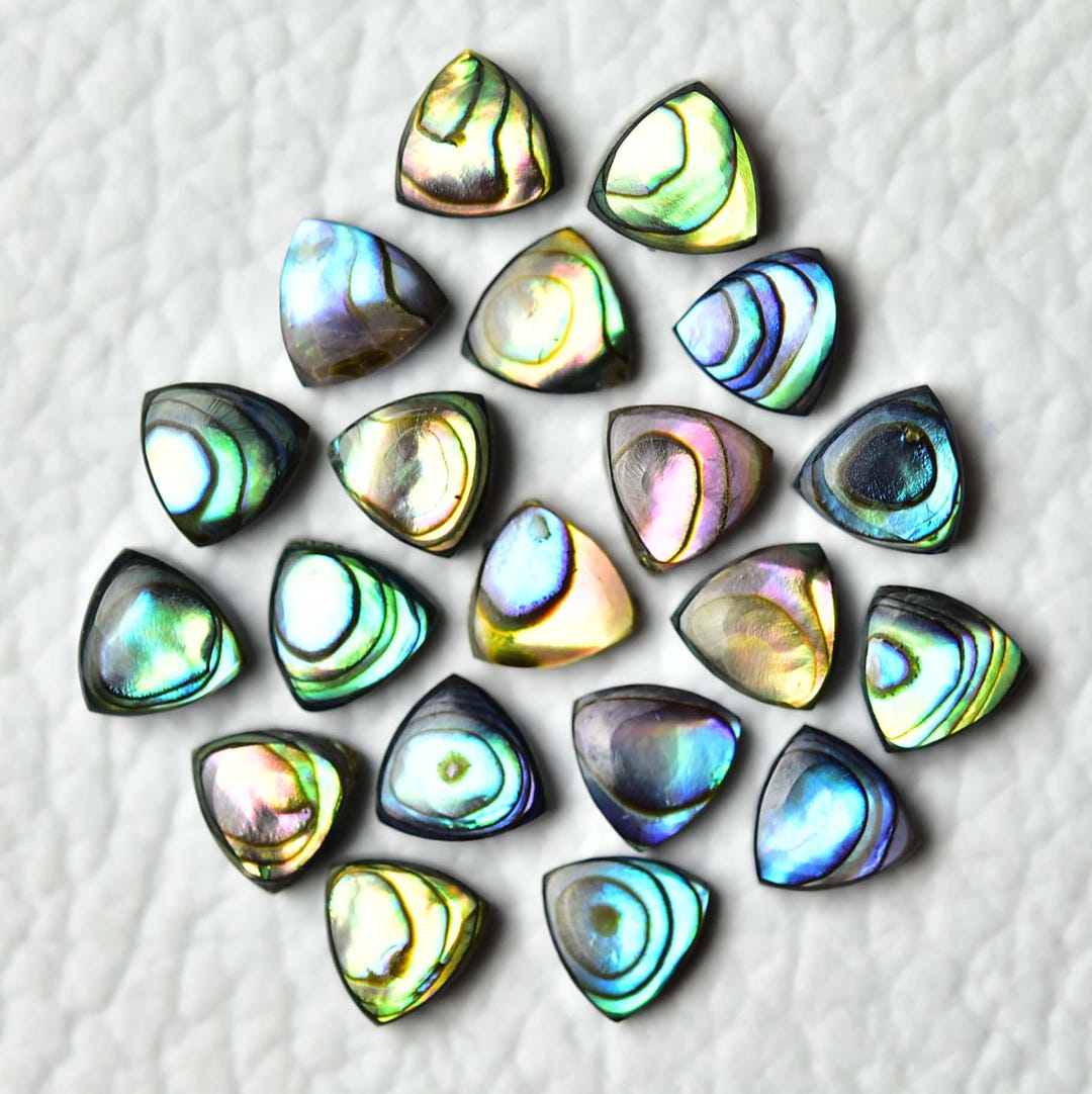 5 Pieces Natural Abalone Shell Cabochons Lot 5x5mm Trillion Shape Cabs ...