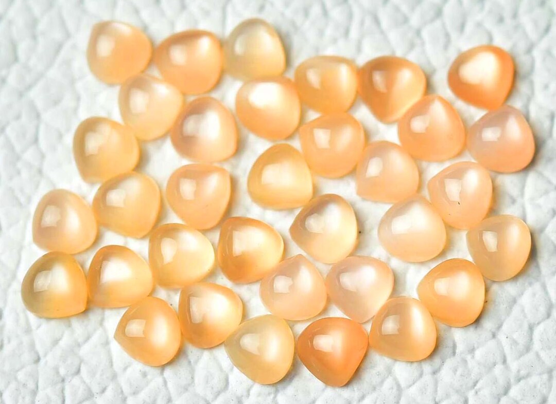 10 Pieces Natural Peach Moonstone Cabochons Lot 4x4mm Heart Shape ...
