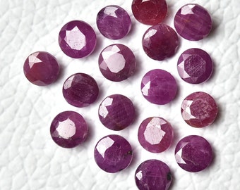 10 Pieces Natural Ruby Cabochons Lot 3.8mm 4mm Round Shape Cab 100% ...