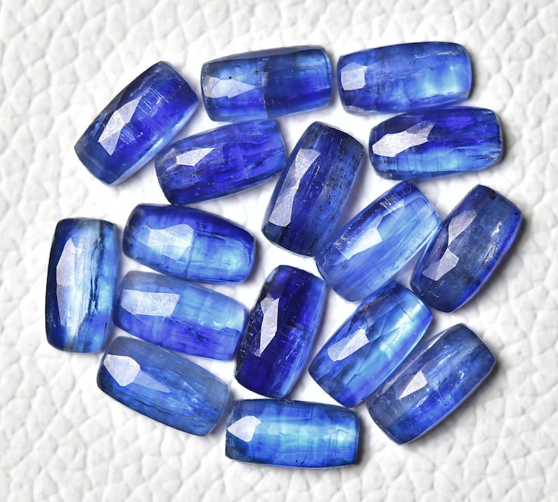 5 Pieces Natural Blue Kyanite Rose Cut Gemstones 4x8mm 5x10mm Rectangle ...