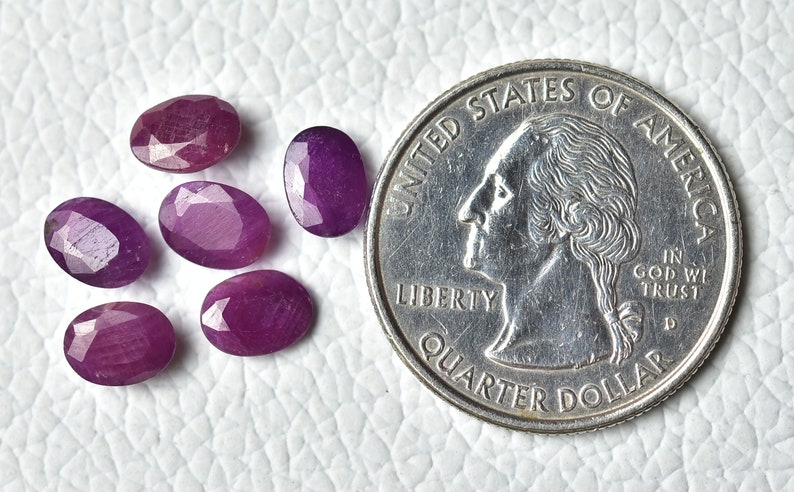 6 Pieces Ruby Faceted Loose Gemstone Lot Oval Shape 5.2x7mm to 5.5x7 ...