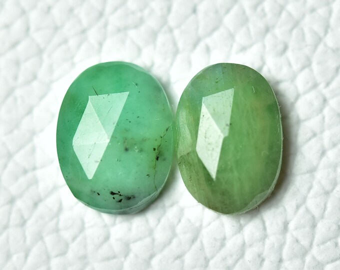 5.60 Cts 2 Pieces Natural Rose Cut Emerald Faceted Slice 8x11mm 8.8x11 ...