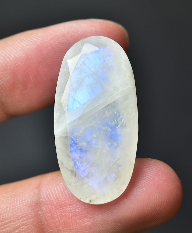 1 Piece Faceted Rainbow Moonstone Loose Gemstone 33.50 Cts Natural Blue ...