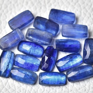 5 Pieces Natural Blue Kyanite Rose Cut Gemstones 4x8mm 5x10mm Rectangle ...