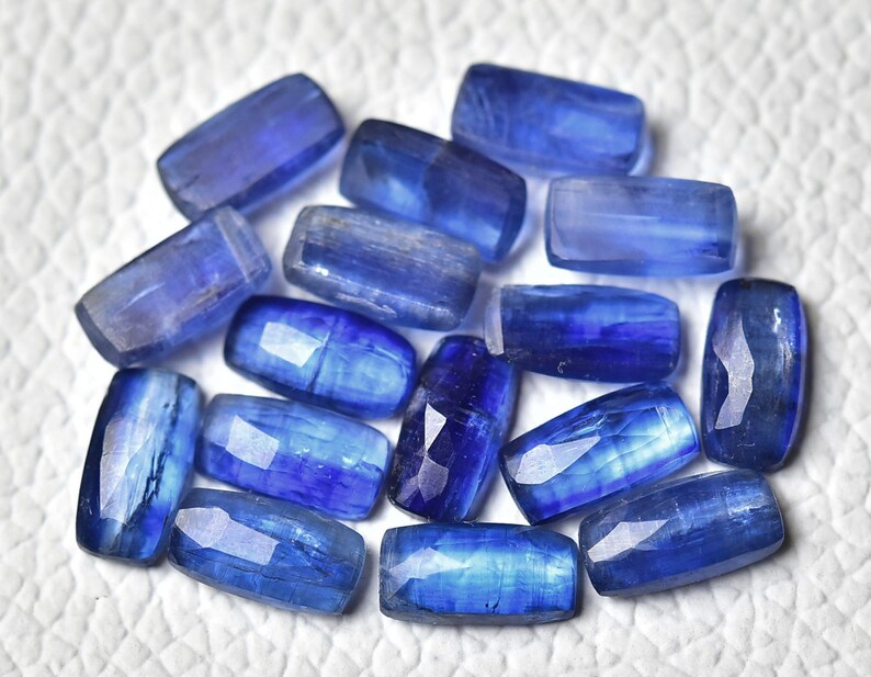 5 Pieces Natural Blue Kyanite Rose Cut Gemstones 4x8mm 5x10mm Rectangle ...