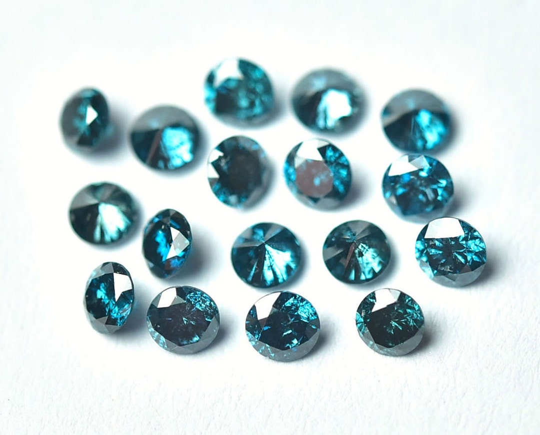 2 Pieces Natural Brilliant Cut Blue Diamonds 2.4mm - 2.7mm Round ...