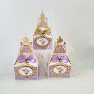 Jasmine Gold Genie Lamp Favor Boxes/ Jasmine Gold and Purple Favor ...