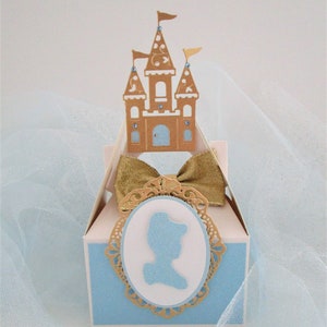 Cinderella Silhouette Gold Favor Boxes/ Cinderella Gold Castle Favor ...