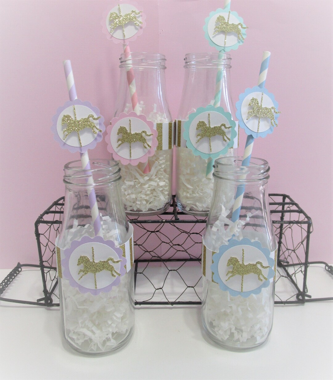 Carousel Straws Carousel Bottle Labels Carousel Juice Box - Etsy