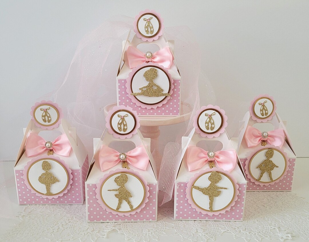 Ballerina Favor Boxes/ballerina Gold Silhouette Favor Boxes/ballerina ...