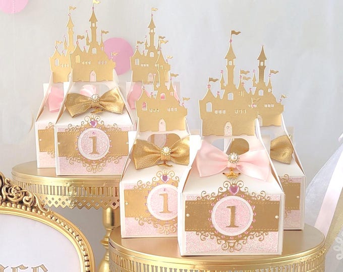 Personalized Princess Castle Favor Boxes: Pink & Gold Birthday Party - Etsy