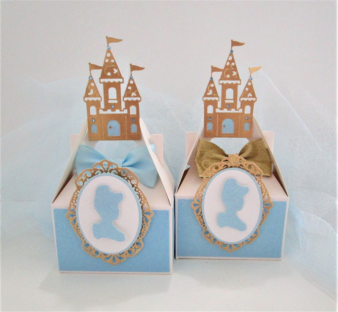 Cinderella Silhouette Gold Favor Boxes/ Cinderella Gold Castle Favor ...
