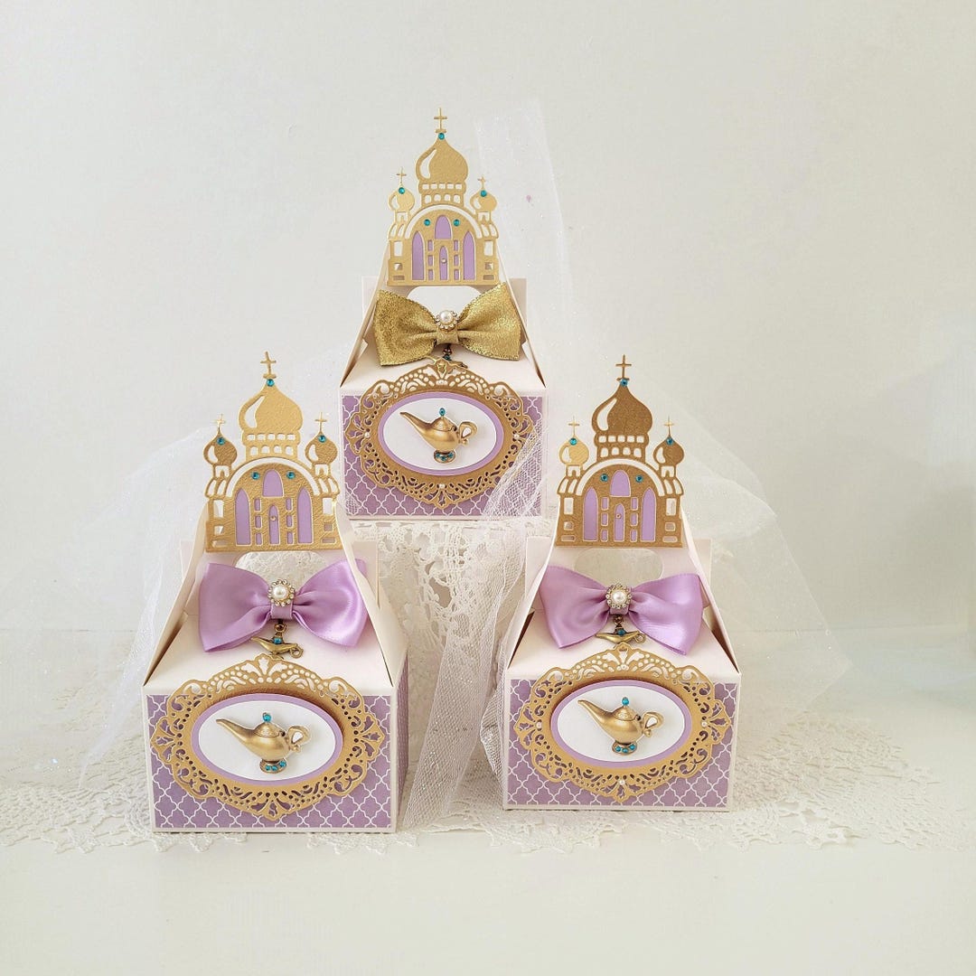 Jasmine Aladdin Party Favor Boxes: Rhinestone Genie Lamp, Bow Accent - Etsy