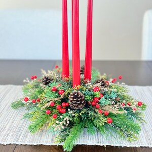 Christmas Candle Centerpiece, Advent Centerpiece, Holiday Arrangement ...