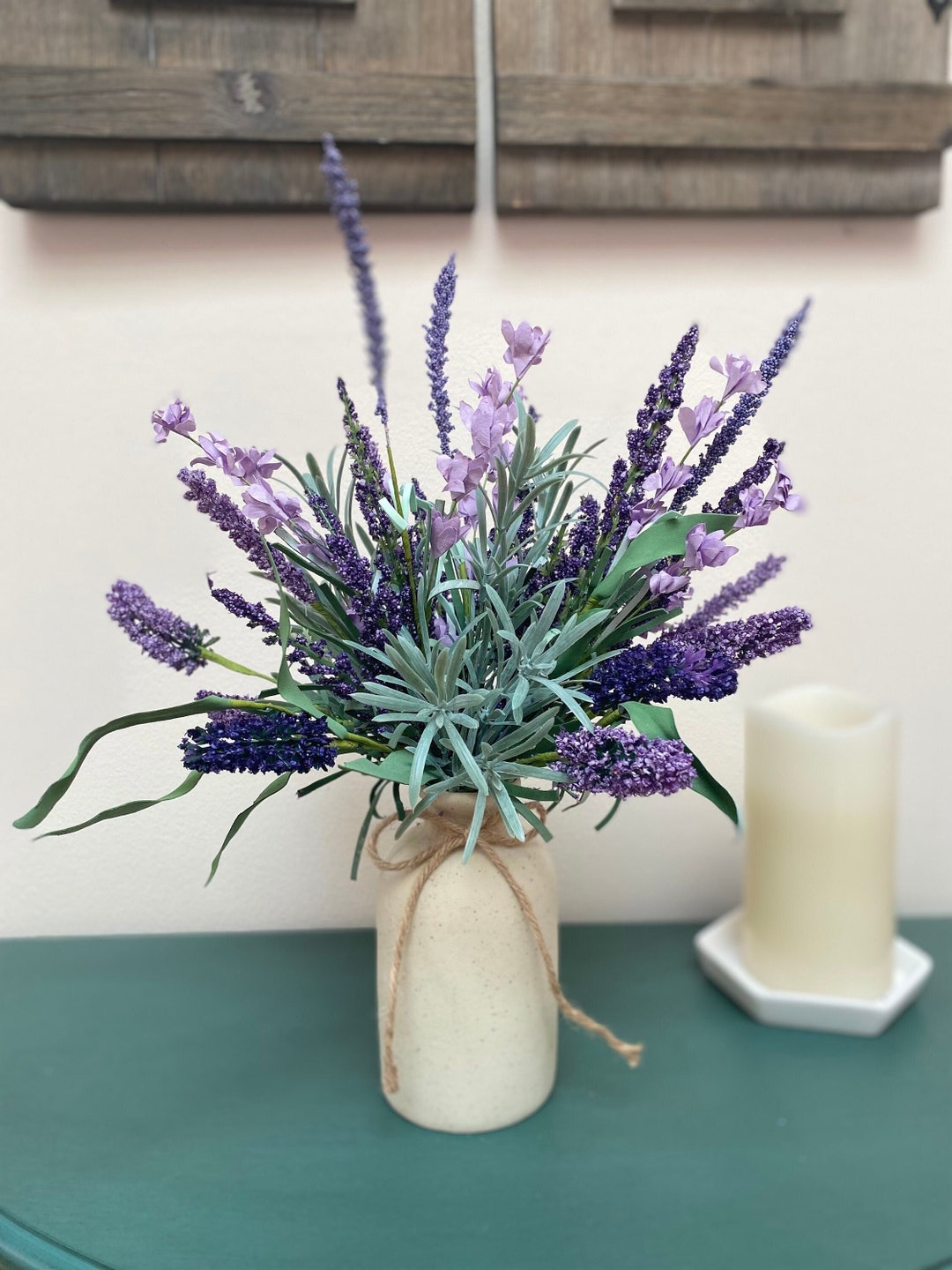 Lavender Vase Arrangement, Spring Table Centerpiece, Lavender ...