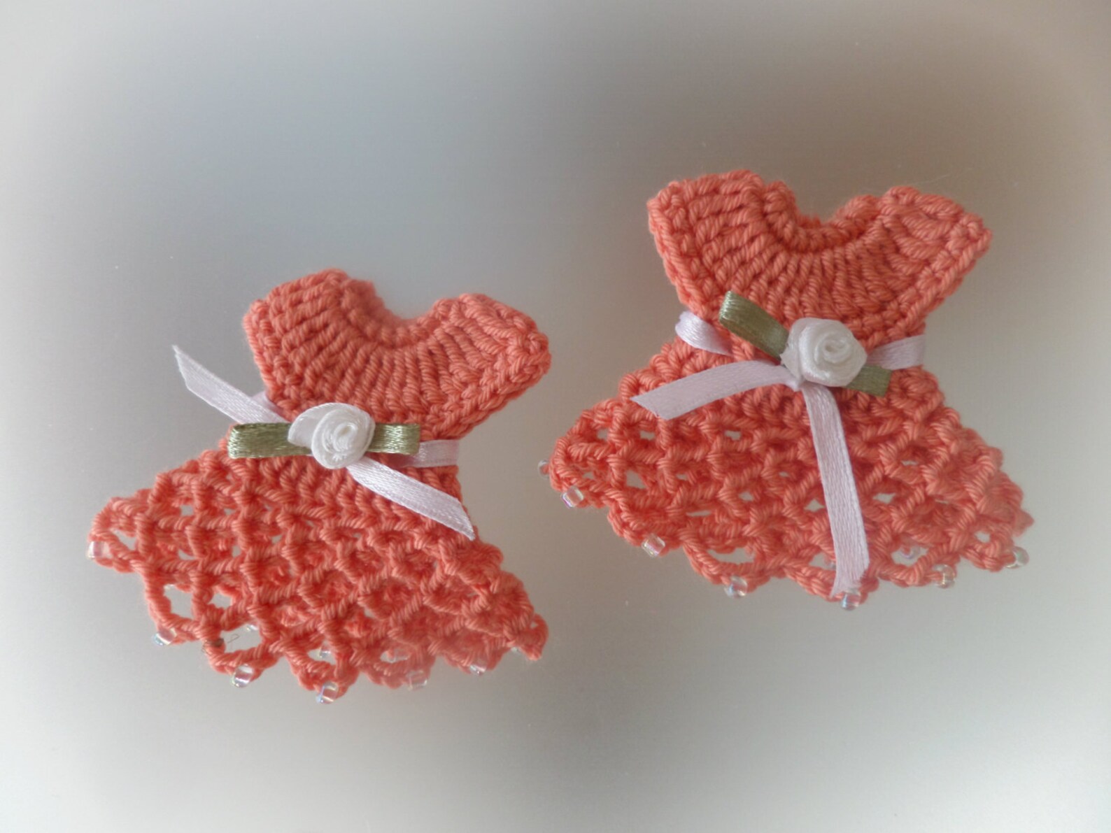 Lot of 6 Crochet Miniature Dresses for Christening Baptism Favors for ...