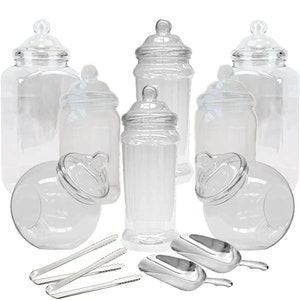 8 Large Plastic Sweet Jars for Truly Sweet Candy Buffet, Sweet Table ...
