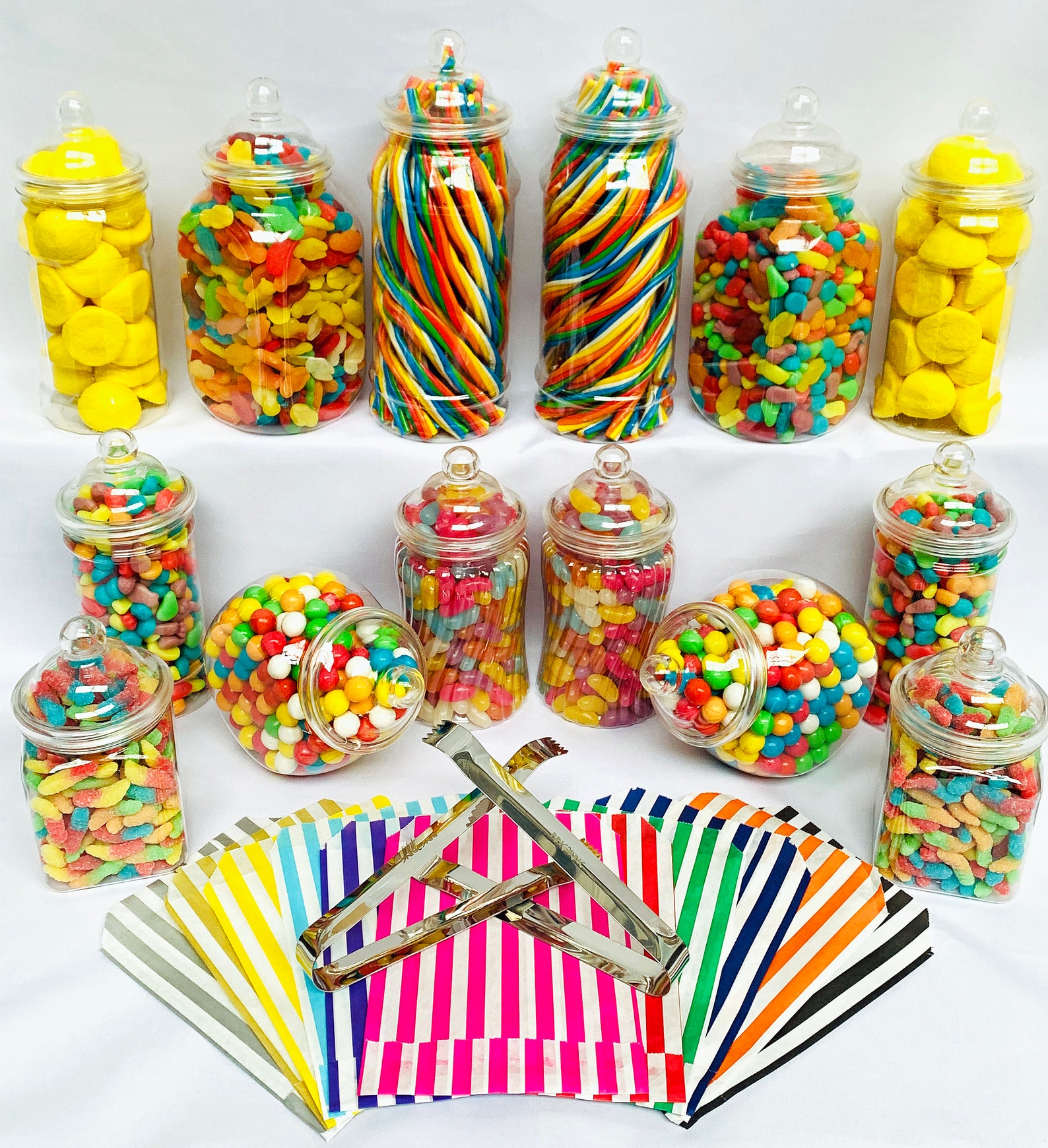 14 Plastic Sweet Jars 7 Styles 2 Tongs 50 Bags for Truly - Etsy UK