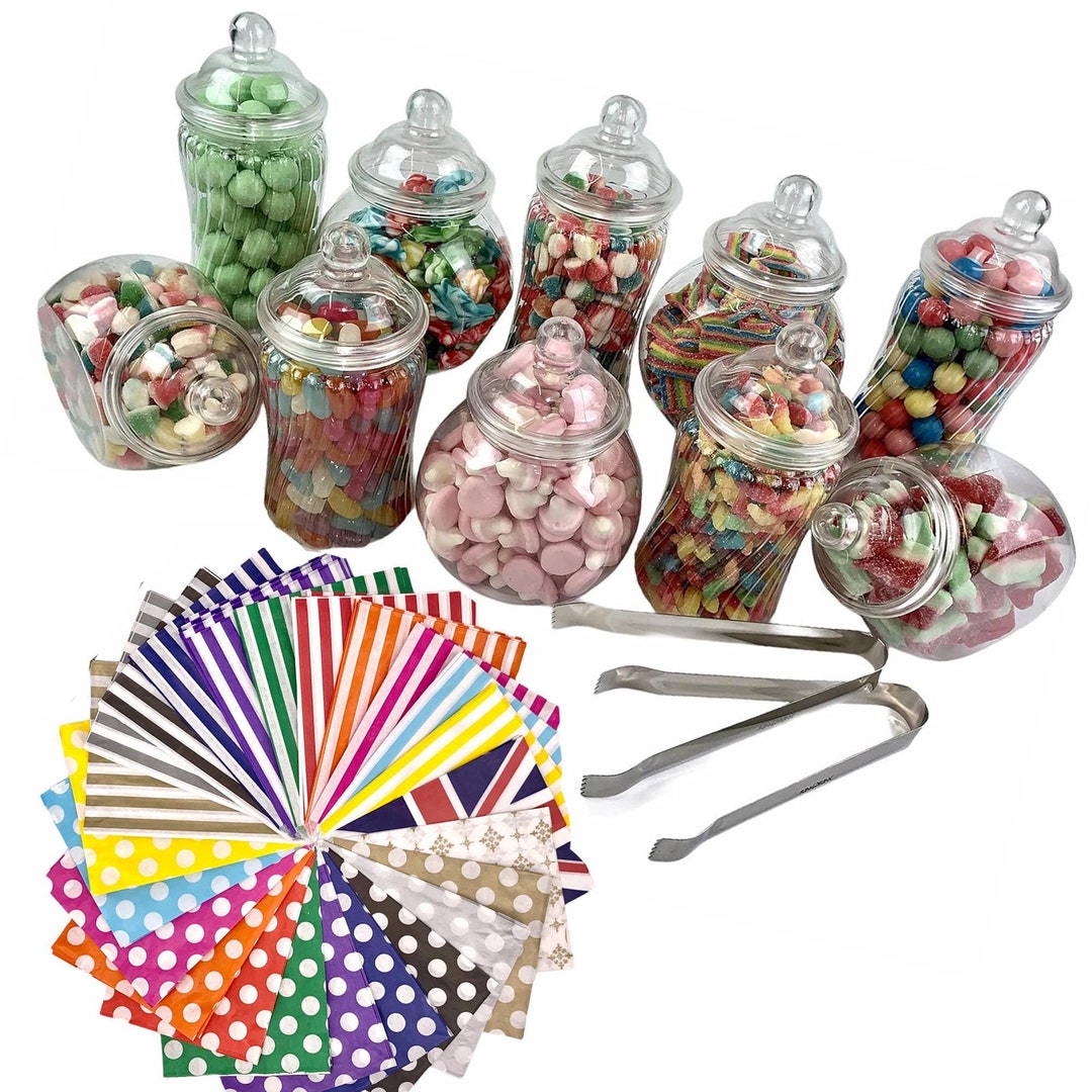 Plastic Sweet Jar Party Pack: 10 Victorian Jars, Tongs, Bags - Etsy