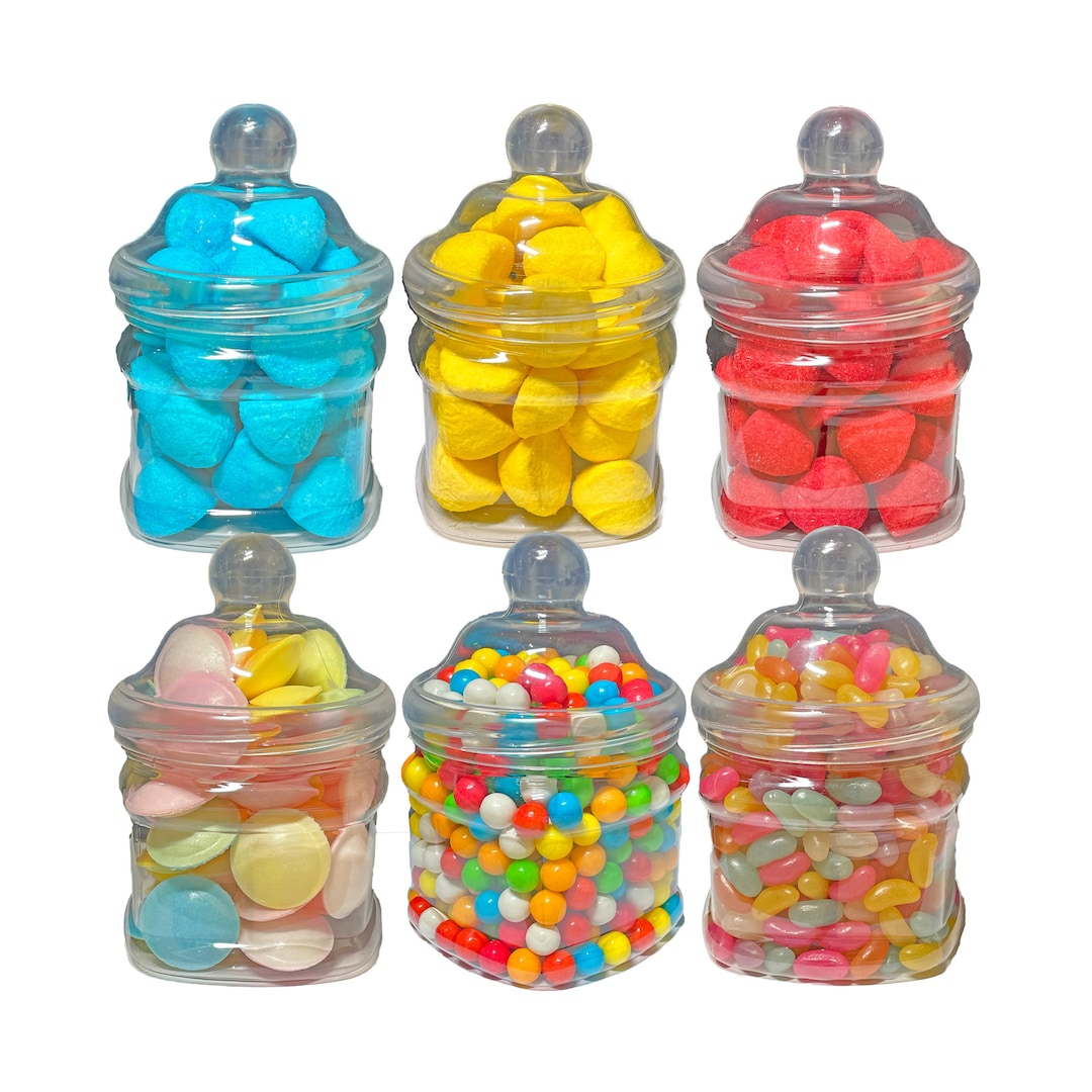 Plastic Sweet Jars With Victorian Style Screw Top Lids 750ml Storage ...