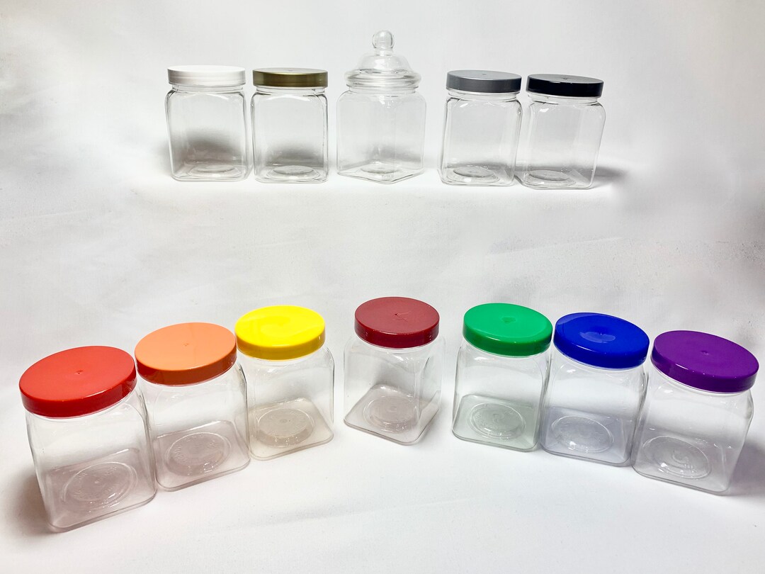 Cute 450ml Plastic Storage Jars With Colored Lids - Etsy