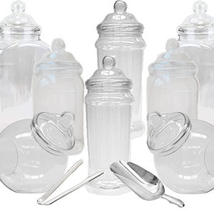8 Large Plastic Sweet Jars for Truly Sweet Candy Buffet, Sweet Table ...