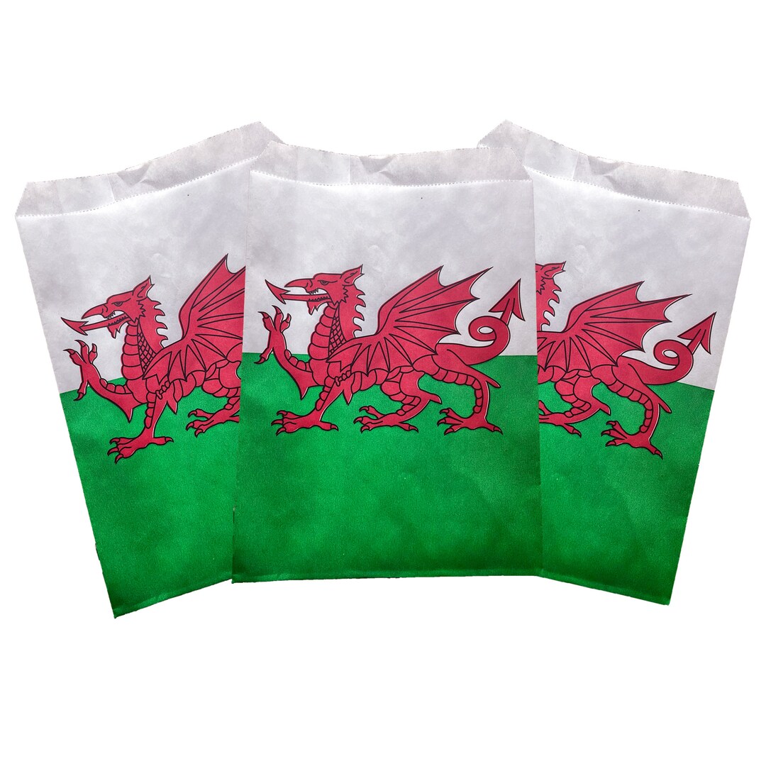 Welsh Flag Paper Bag Wales Sweet Bag Six Nations Cymru St Davids Rugby ...