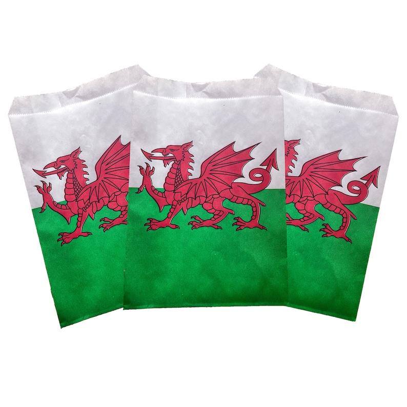 Welsh Flag Paper Bag Wales Sweet Bag Six Nations Cymru St - Etsy UK