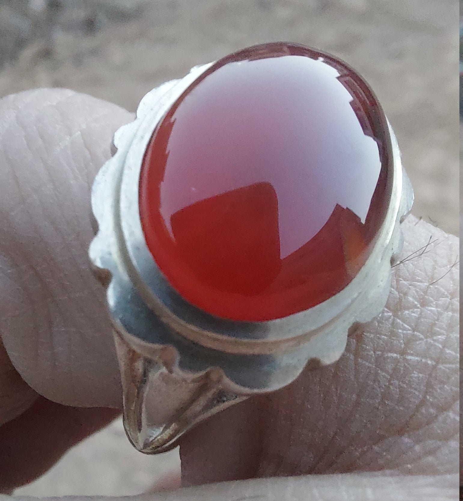 RED Jemenitischer Aqeeq Handarbeit Sterling Silber Ring Akik - Etsy.de