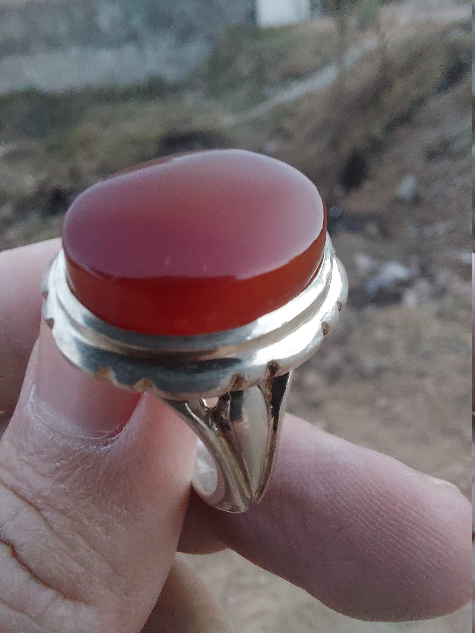RED Yemeni Aqeeq handmade Sterling Silver Ring Akik Hakik | Etsy