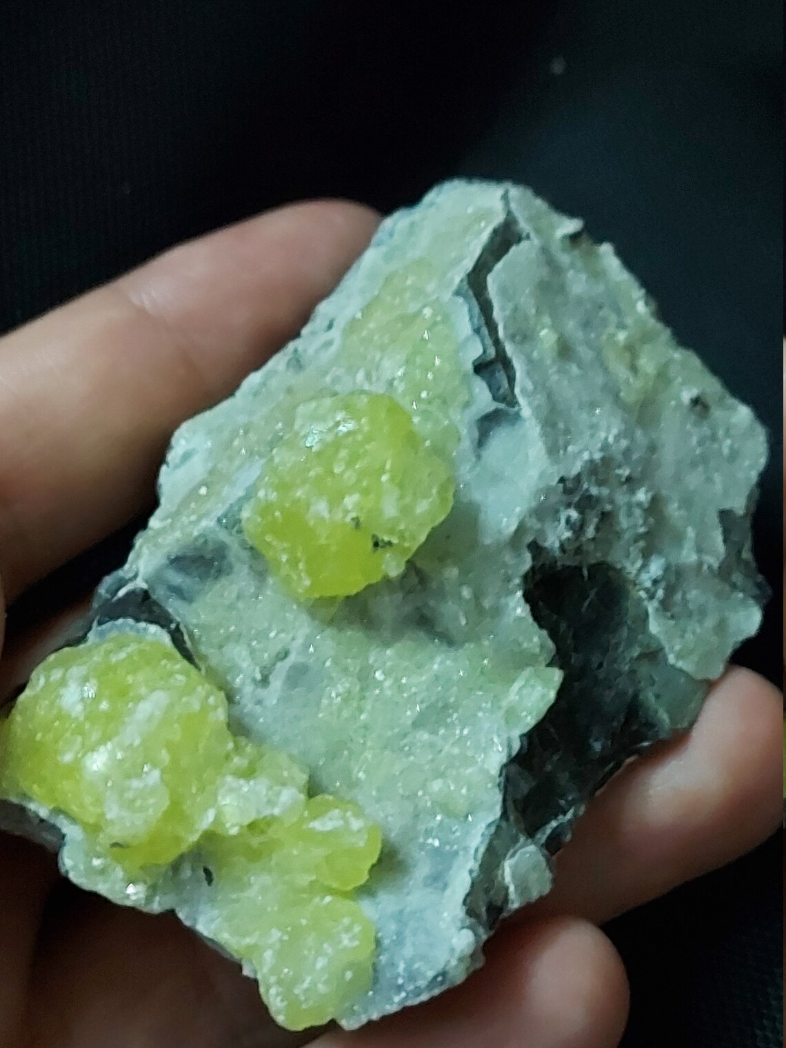 Natural Yellow Brucite Crystal Specimen in Gray Mother Rock - Etsy