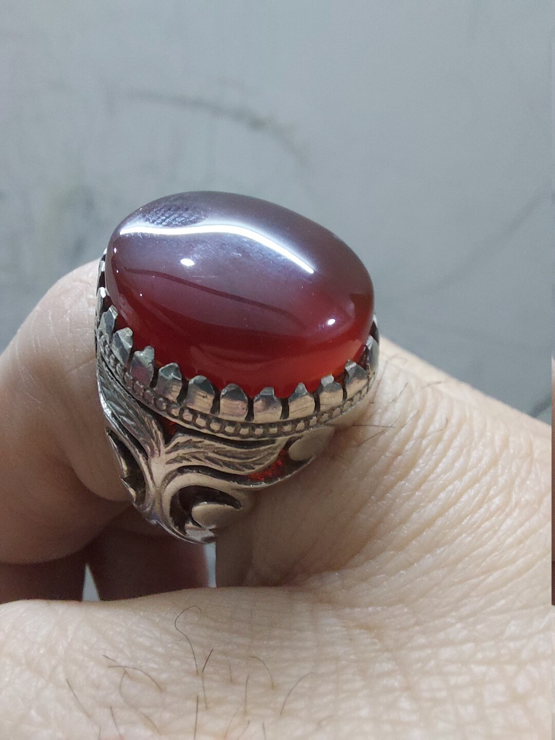 RED YEMENI Silver Aqeeq Ring Kabadi Akik Handmade Agate Ring - Etsy