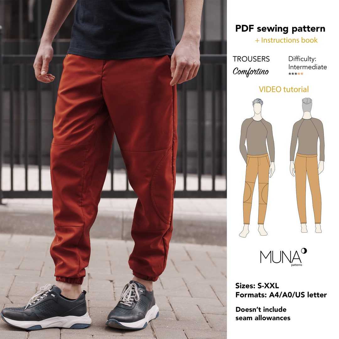 Men Trousers Sewing Pattern. Sizes S-XXL. A4 A0 Us Letter. Women Pants ...