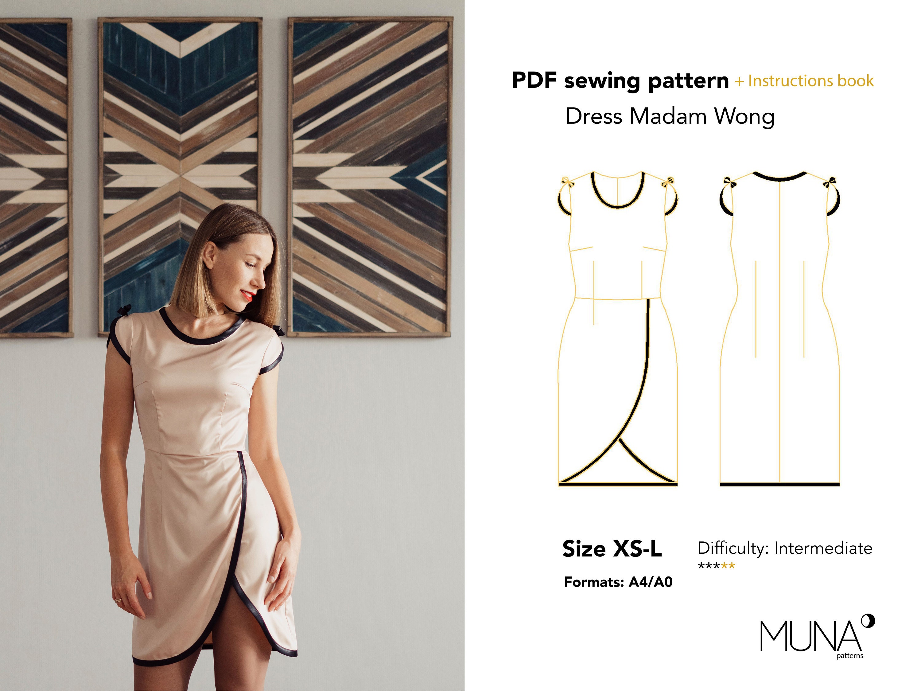 Party Dress Pattern Size XS L Format A4 A0 Sewing Pattern | Etsy