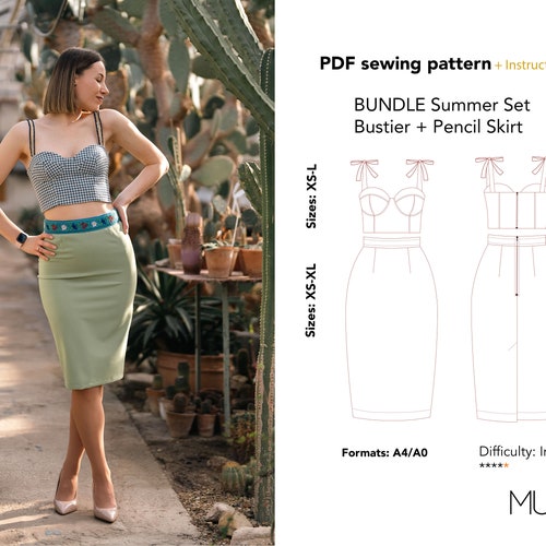 Bustier Dress PDF Sewing Pattern Sizes XS-L Formats A4-A0 - Etsy
