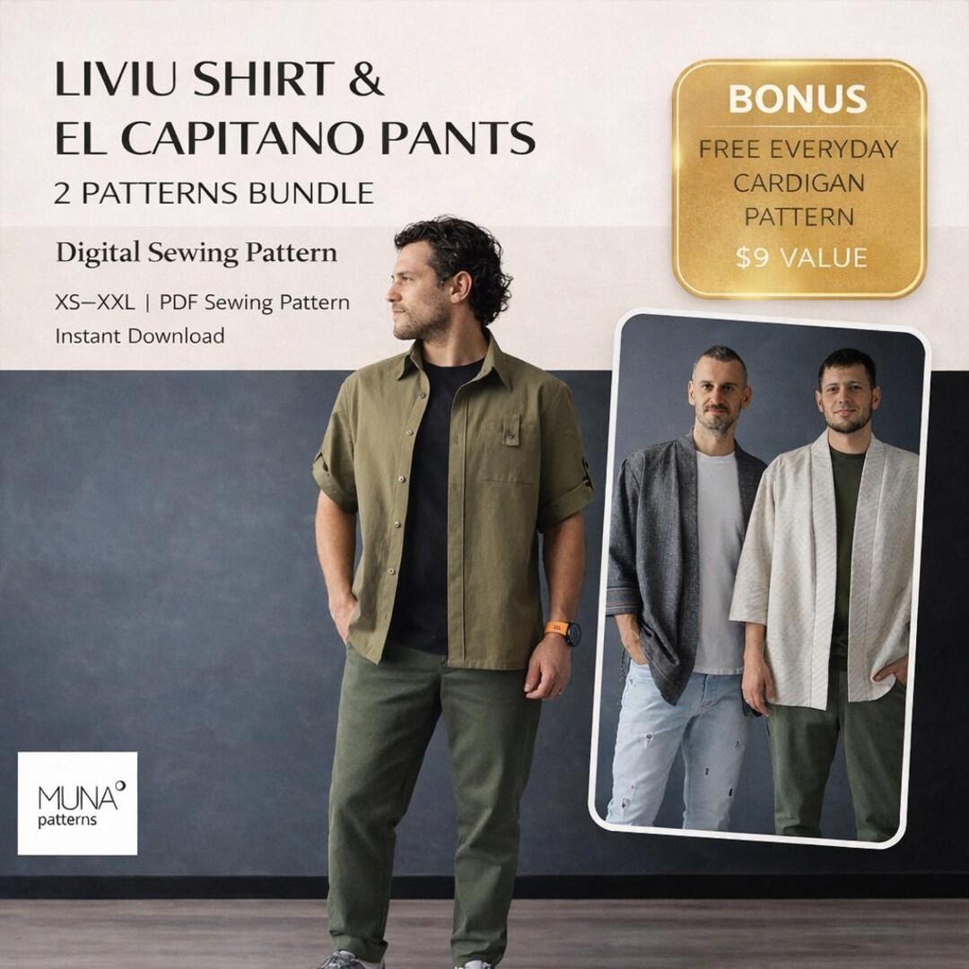 Complete Men's Wardrobe Sewing Pattern Bundle | Shirt, Pants & Free ...