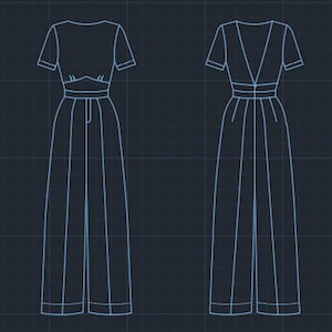 Jumpsuit PDF Sewing Pattern, Size S, A0 A4, Sewing Pattern PDF, Midriff ...