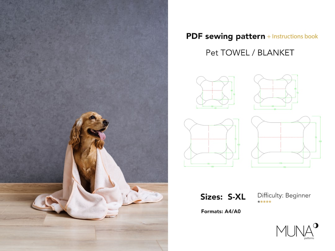 Towel PET Sewing Pattern, Towel Pattern, Dog Pattern, Cat Pattern Pdf ...