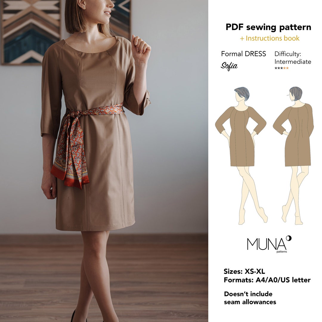 Raglan Sleeve Dress Pattern, Size Xs XL, Formats A0, A4, US Letter ...