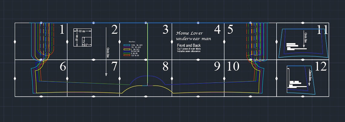 Underwear Men PDF Sewing Pattern Size XS XXL Format A4 A0 - Etsy