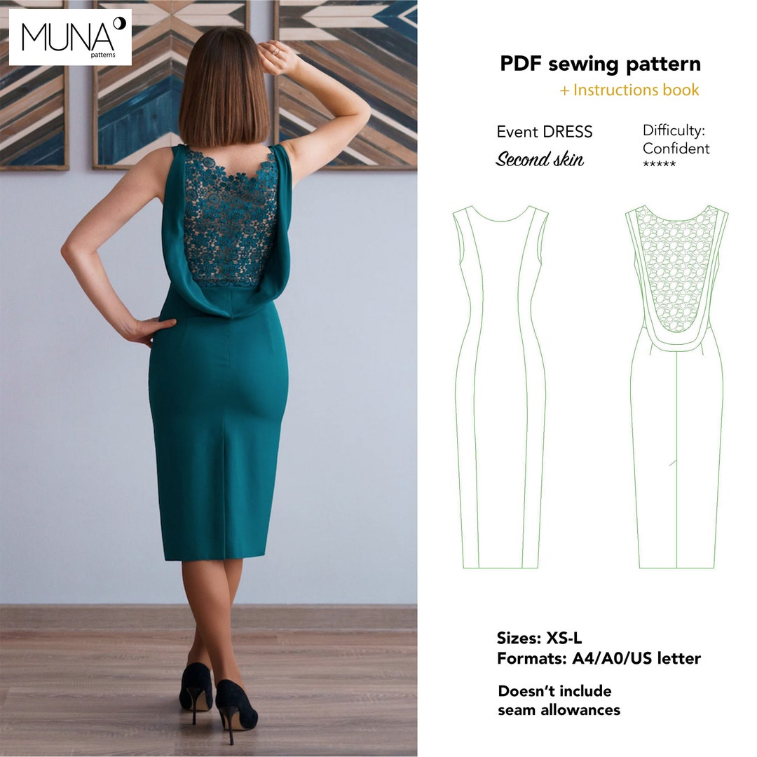 Dress Pattern, Size XS-L, A4/a0/us Letter, Sewing Pattern PDF, Dress ...