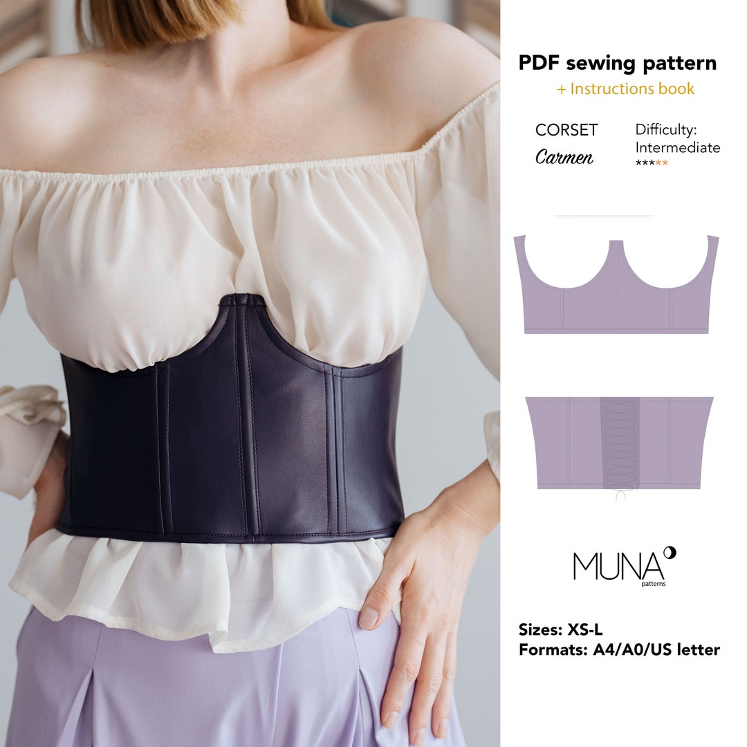 Corset Pdf Sewing Pattern, Sizes Xs-xl, Formats A4/A0/US Letter, Bustier Pattern, Bustier ...