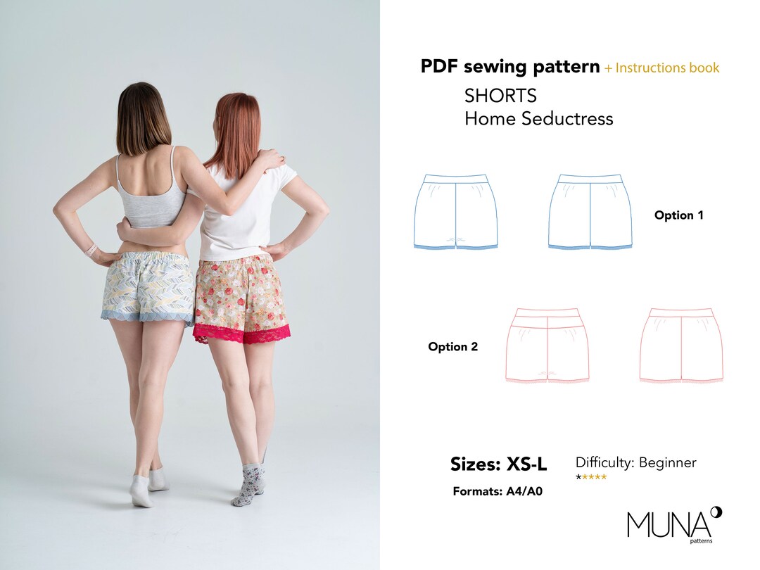 Women's Shorts Sewing Pattern, Beginner, XS-L (A4/A0 PDF) - Etsy